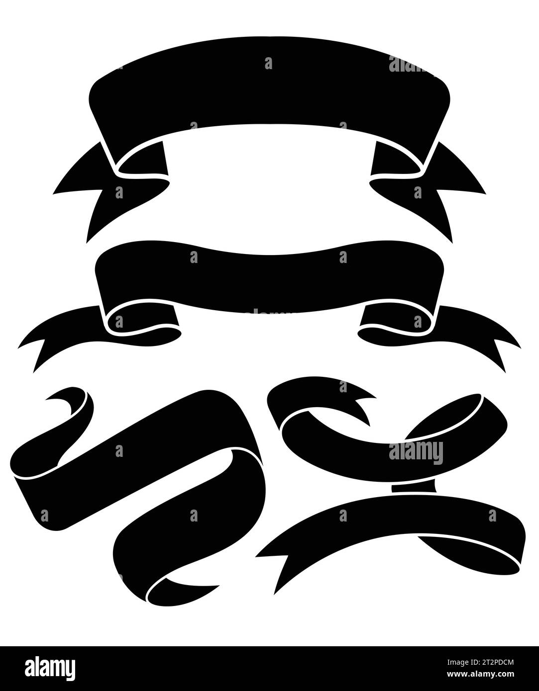 ribbon paper scroll label template silhouette illustration Stock Vector ...