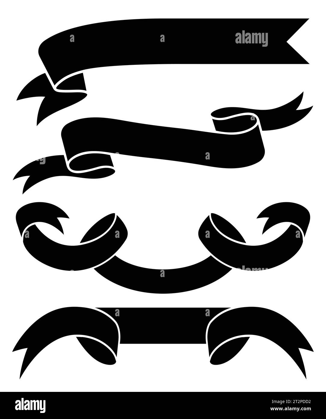 ribbon paper scroll label template silhouette illustration Stock Vector ...