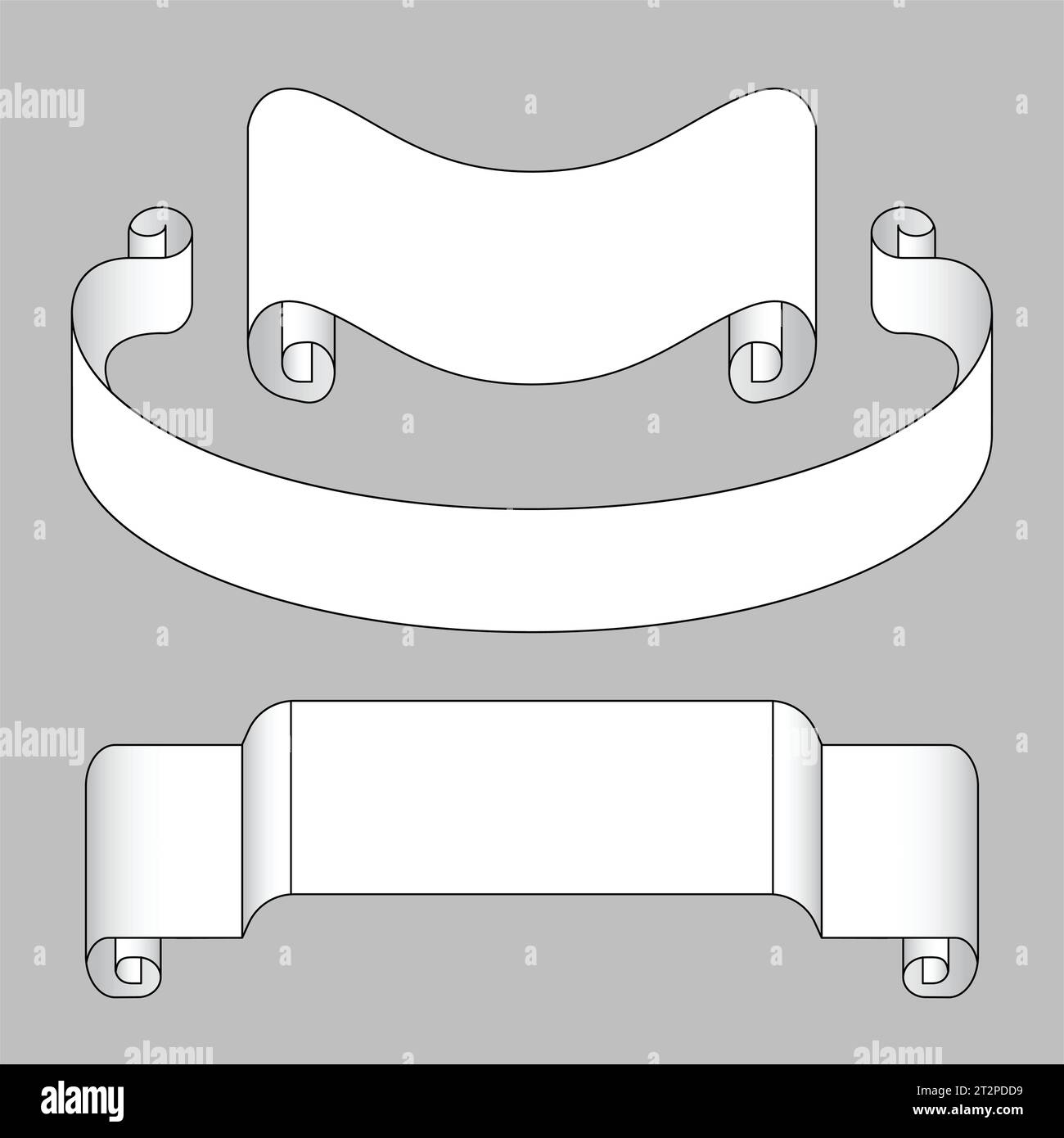 ribbon paper scroll label template silhouette illustration Stock Vector ...