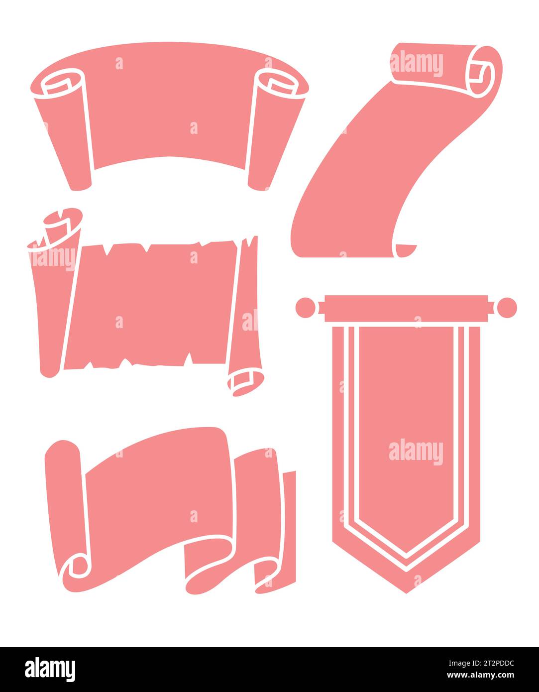 ribbon paper scroll label template silhouette illustration Stock Vector ...