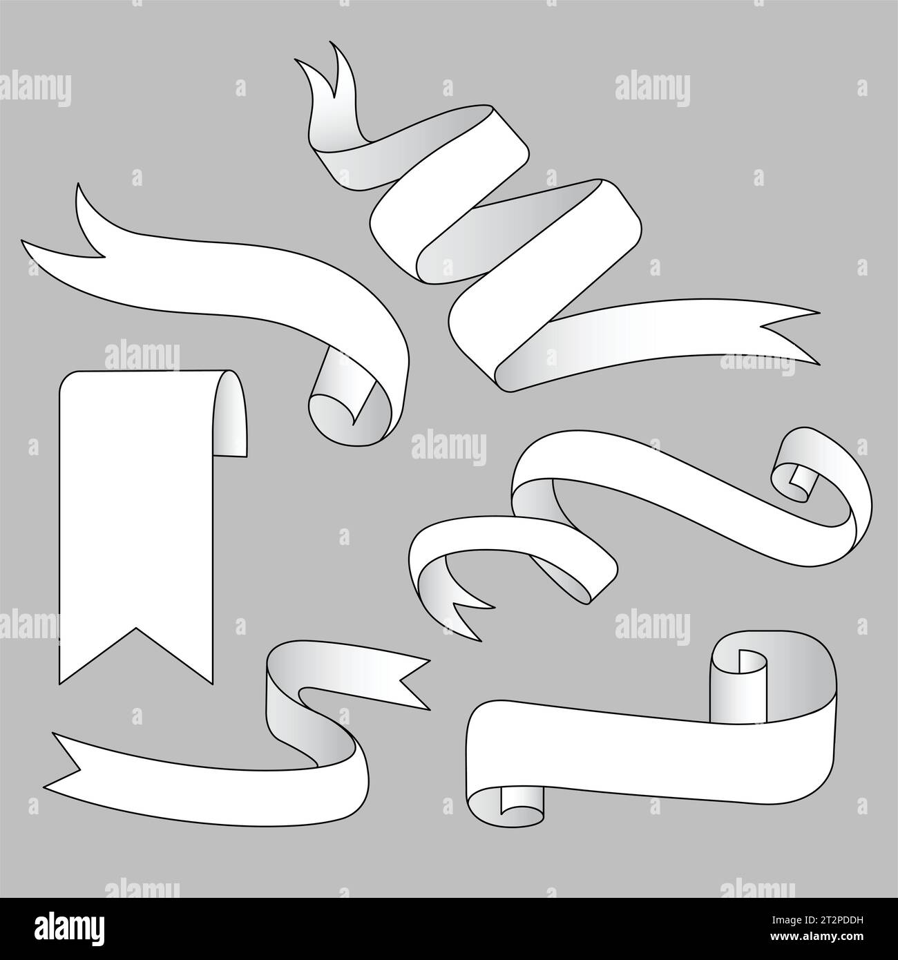 ribbon paper scroll label template silhouette illustration Stock Vector ...