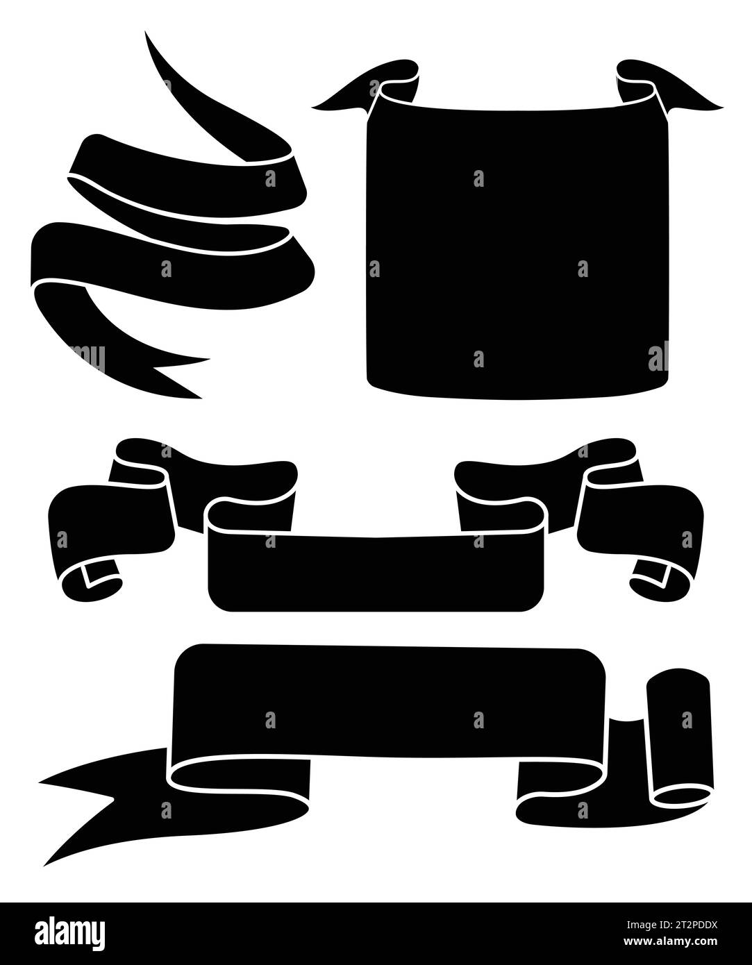 ribbon paper scroll label template silhouette illustration Stock Vector ...