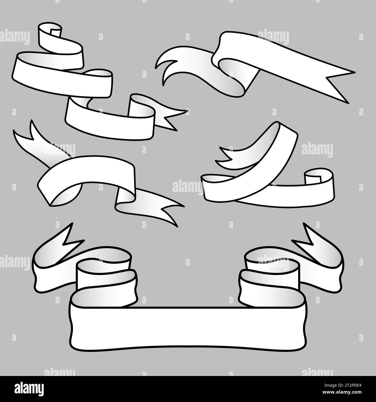 ribbon paper scroll label template silhouette illustration Stock Vector ...