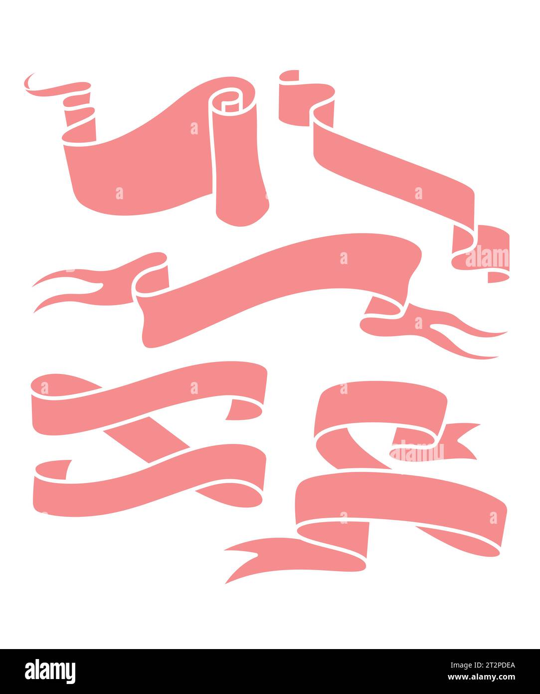 ribbon paper scroll label template silhouette illustration Stock Vector ...