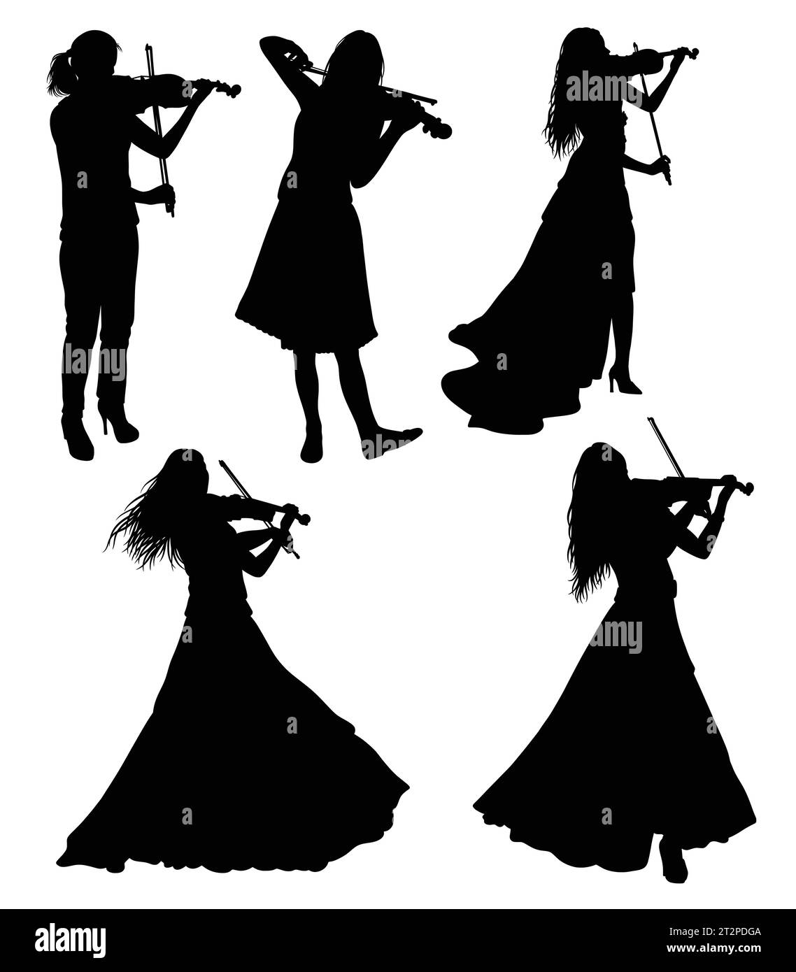 violin player male and female performance silhouette Stock Vector Image ...