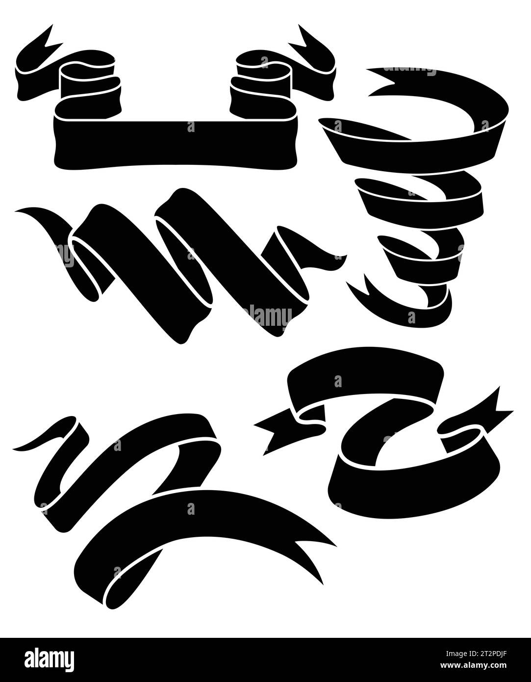 ribbon paper scroll label template silhouette illustration Stock Vector ...