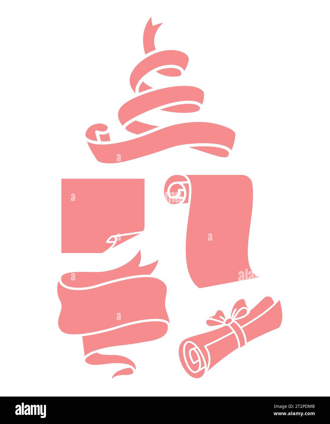 ribbon paper scroll label template silhouette illustration Stock Vector ...