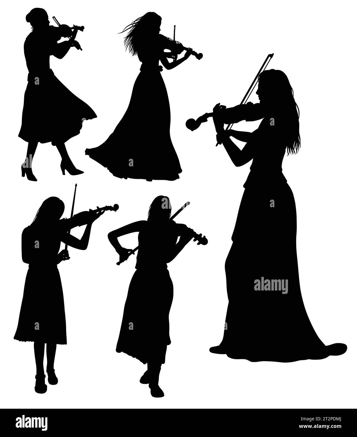 violin player male and female performance silhouette Stock Vector Image ...
