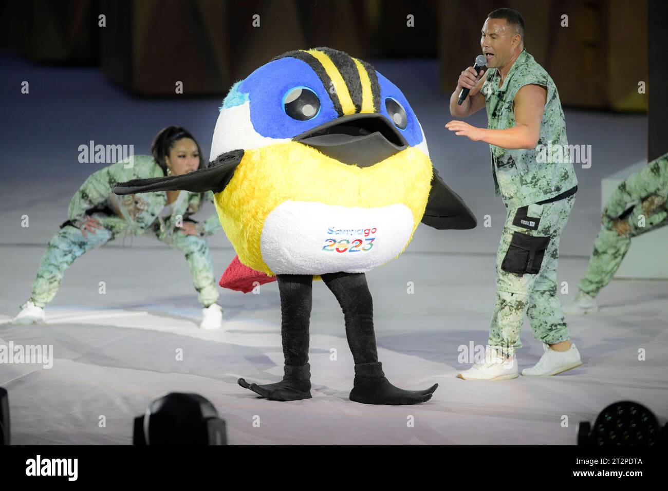 Santiago, Chile. 20th Oct, 2023. Mascot ?Fiu?at the opening of the Pan ...