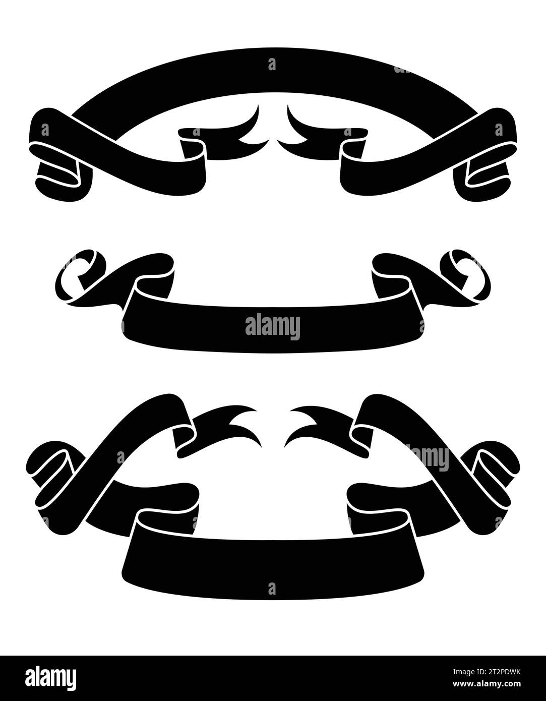 ribbon paper scroll label template silhouette illustration Stock Vector ...