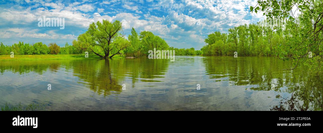 The tributaries of the Volga River during the spring high water. Russia ...