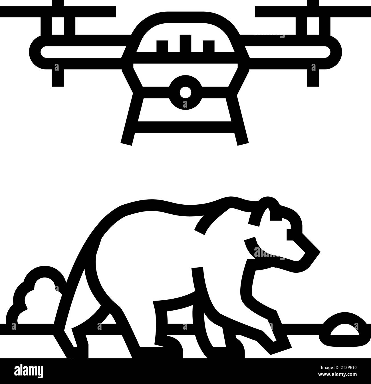 Wildlife Conservation Drone Line Icon Vector Illustration Stock Vector