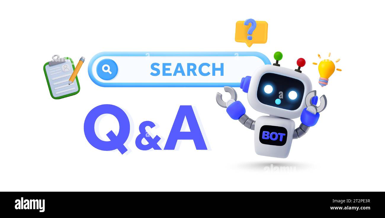 3d knowledge search, AI-powered chat bot, question and answer banner ...