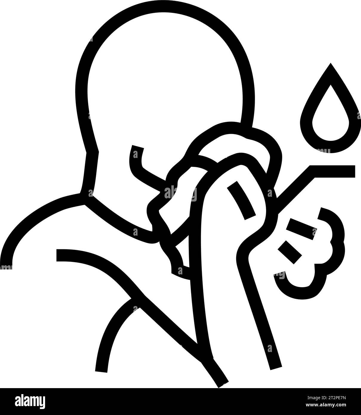 persistent cough blood disease symptom line icon vector illustration ...