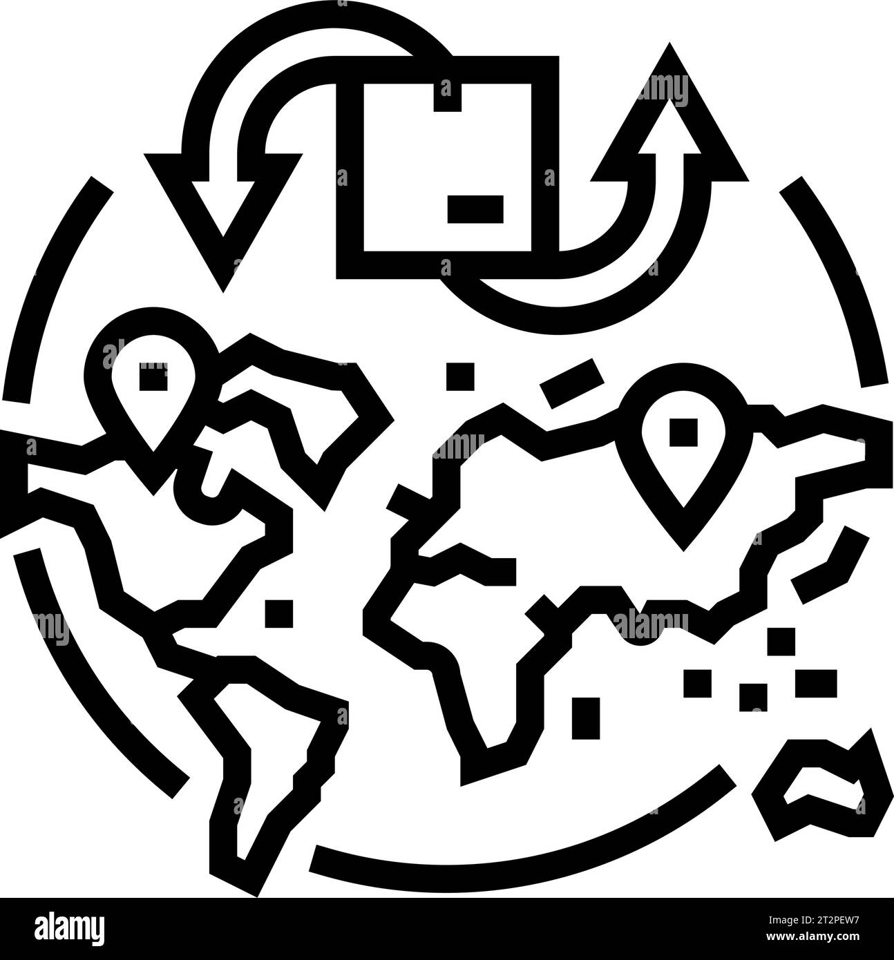 cross border trade logistic manager line icon vector illustration Stock ...