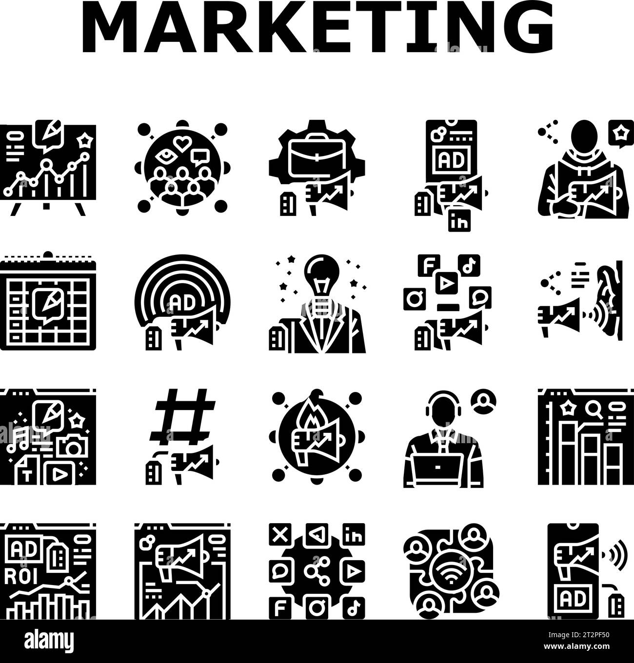 social media marketing icons set vector Stock Vector Image & Art - Alamy