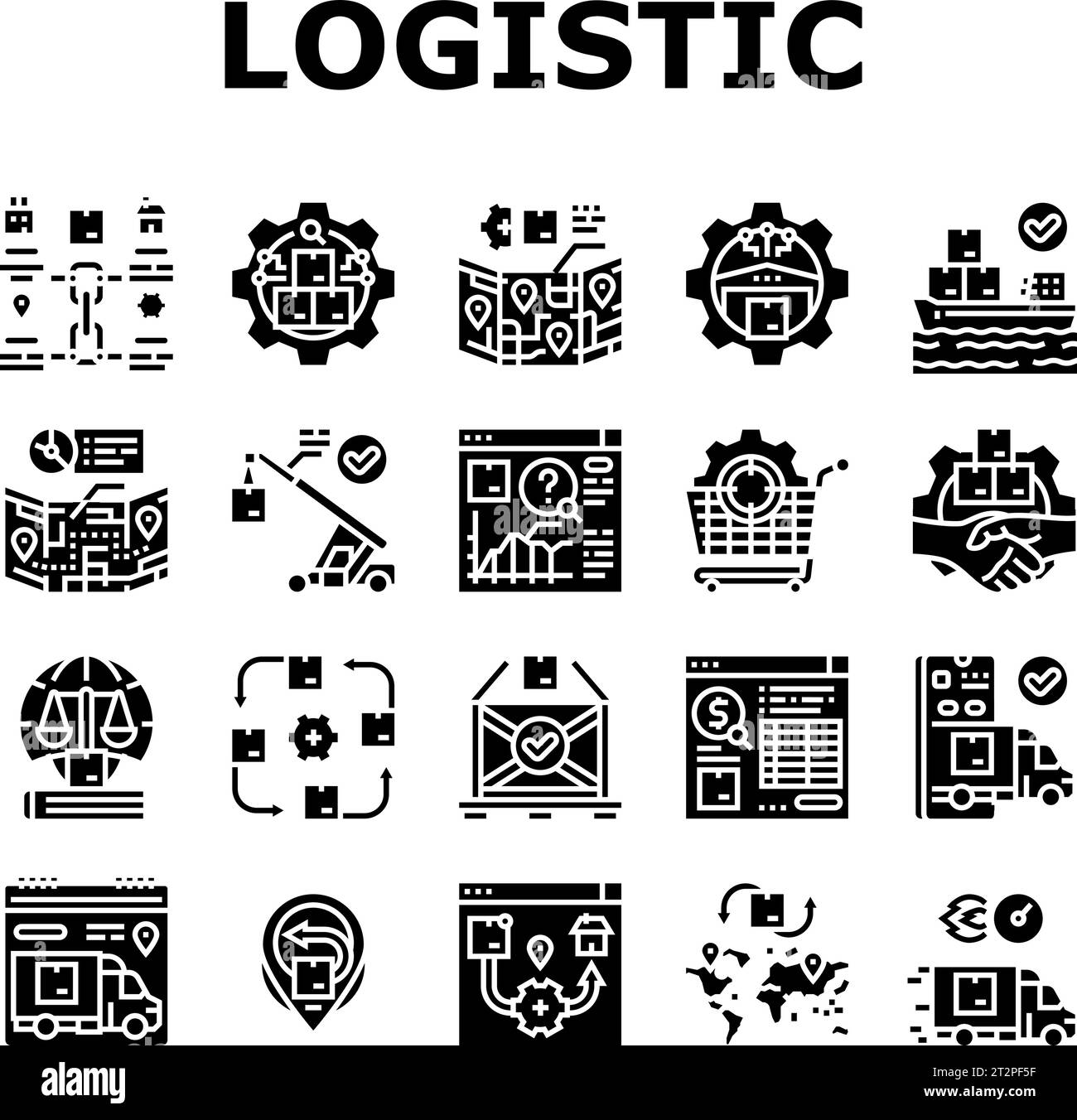 logistics manager warehouse icons set vector Stock Vector Image & Art ...