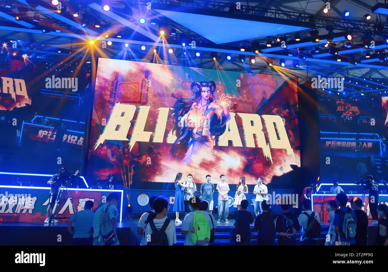 Blizzard's booth at the Chinajoy game show in Shanghai, China, July 30 ...
