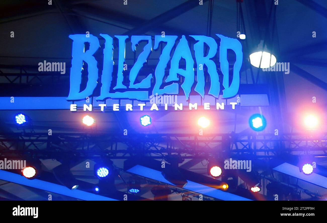 Blizzard's booth at the Chinajoy game show in Shanghai, China, July 30 ...