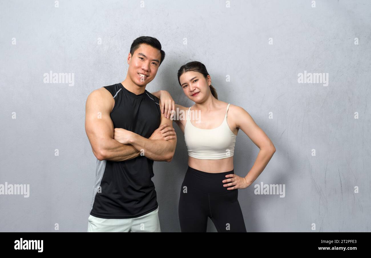 Active Asian couple showcasing their fitness goals with a captivating ...