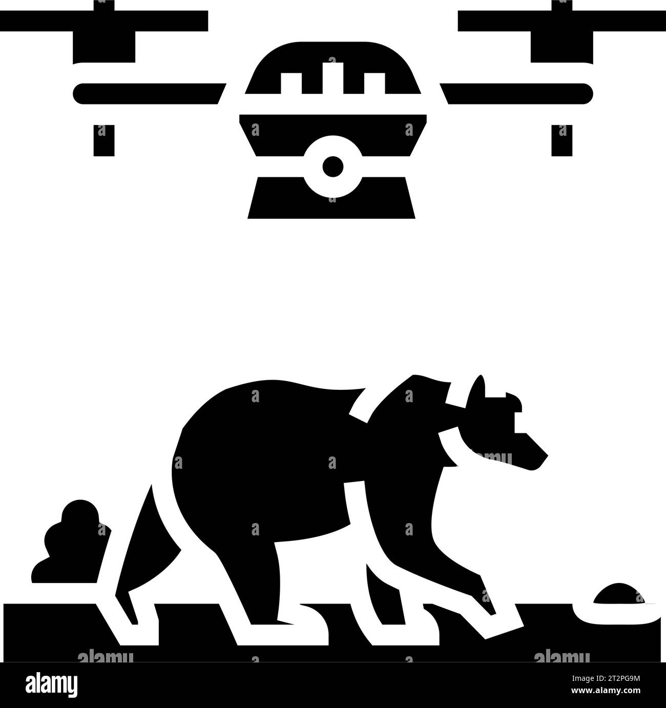 Wildlife Conservation Drone Glyph Icon Vector Illustration Stock Vector
