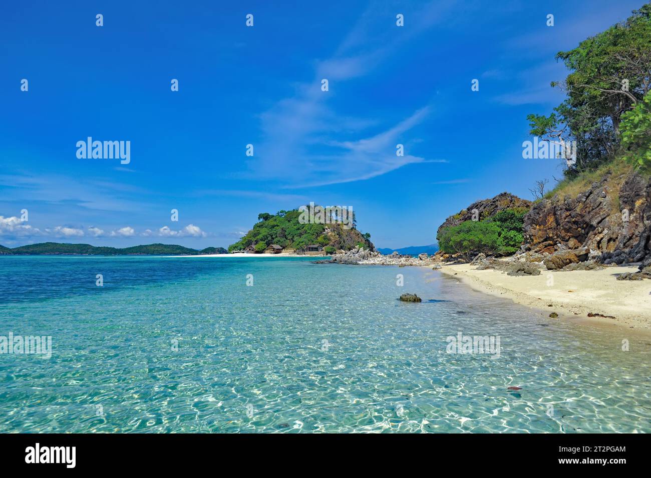 The cleanest sea water and a group of islands in the Coron Bay. The ...