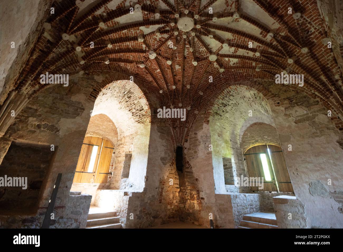 interior of ruined castle building at Cesis Castle, Latvia Stock Photo ...