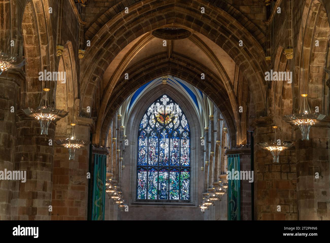 stained glass window at St. Giles Cathedral, Edinburgh, Scotland Stock ...