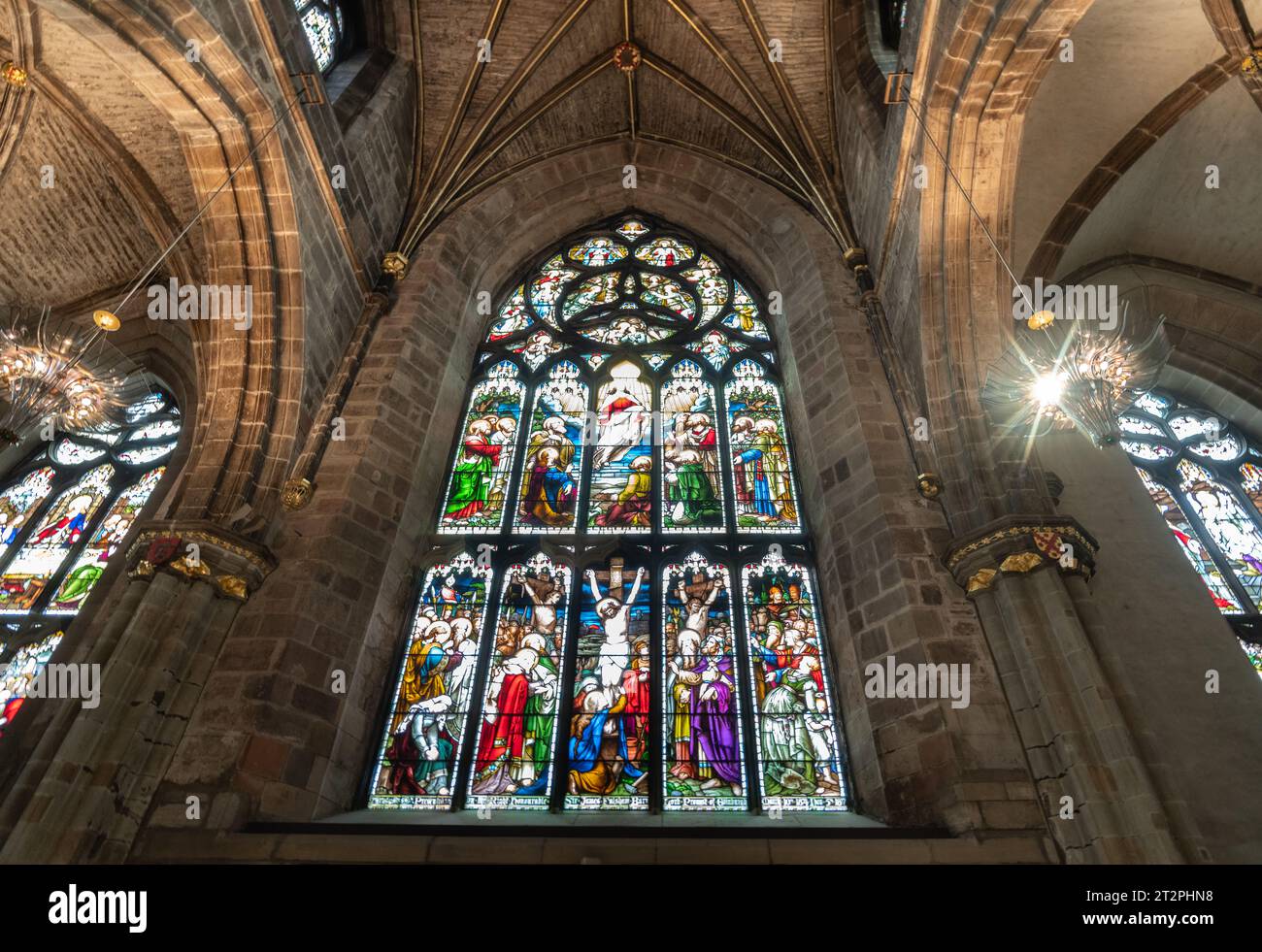 stained glass window at St. Giles Cathedral, Edinburgh, Scotland Stock ...