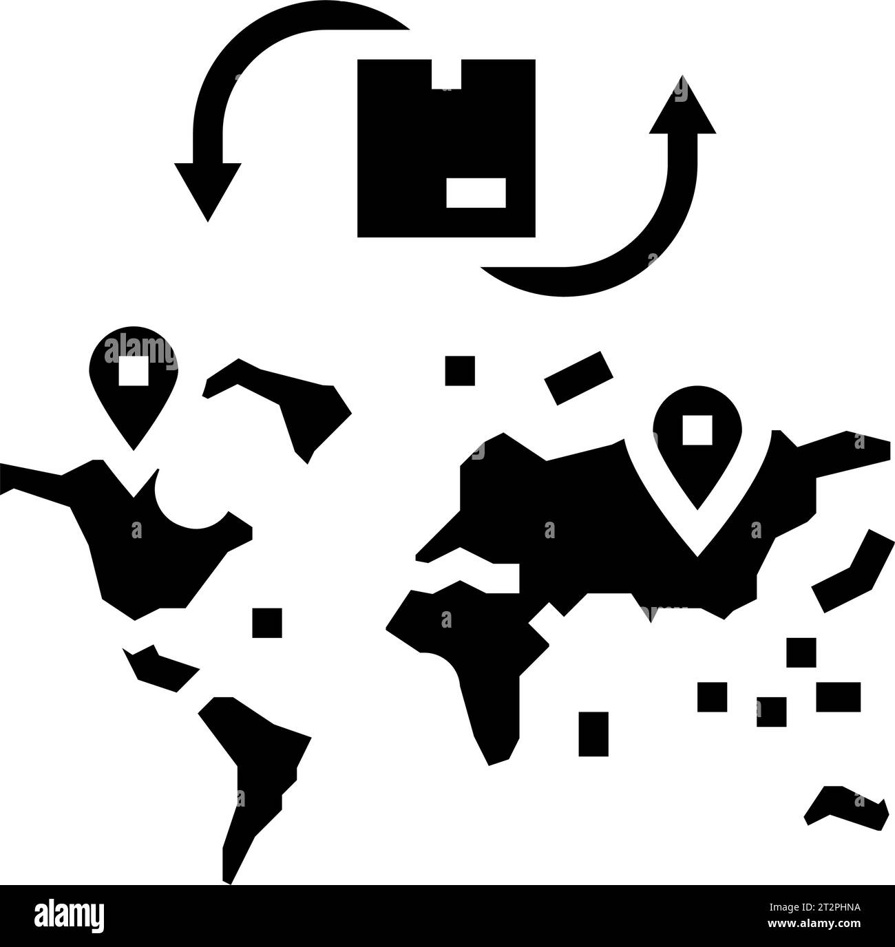 cross border trade logistic manager glyph icon vector illustration ...