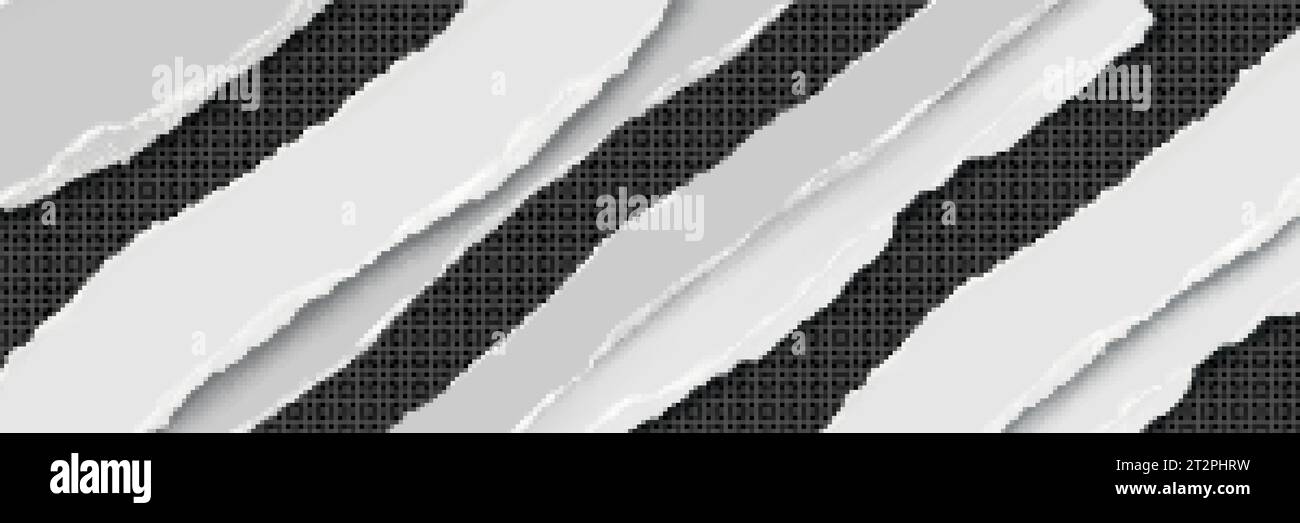 Torn paper strip edge, rip and tear piece texture vector design. Blank ...