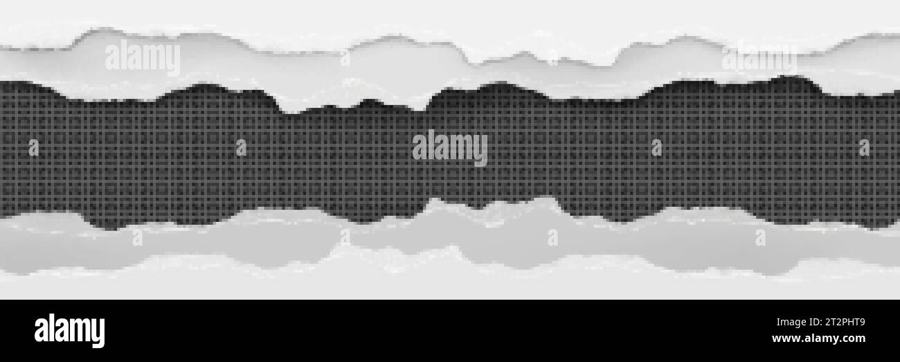 Realistic uneven edges of torn paper on transparent background. Vector ...