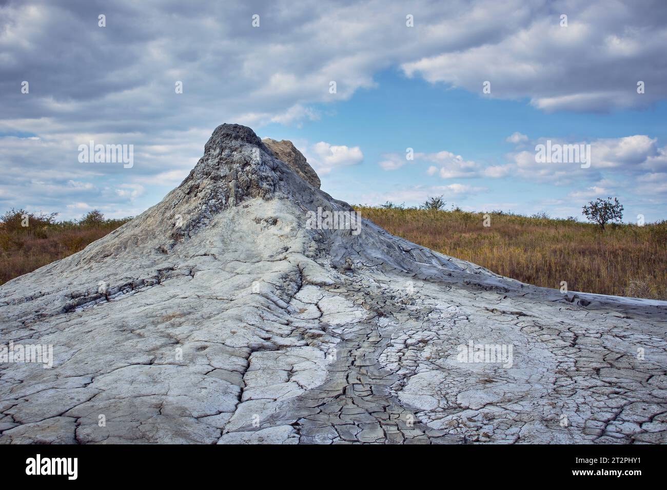 cones of mud volcanoes from which rivers of mud flow Stock Photo - Alamy