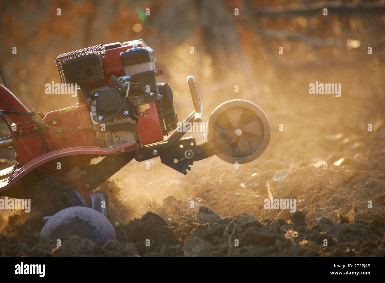 motor cultivator that digs the ground for growing vegetables Stock ...