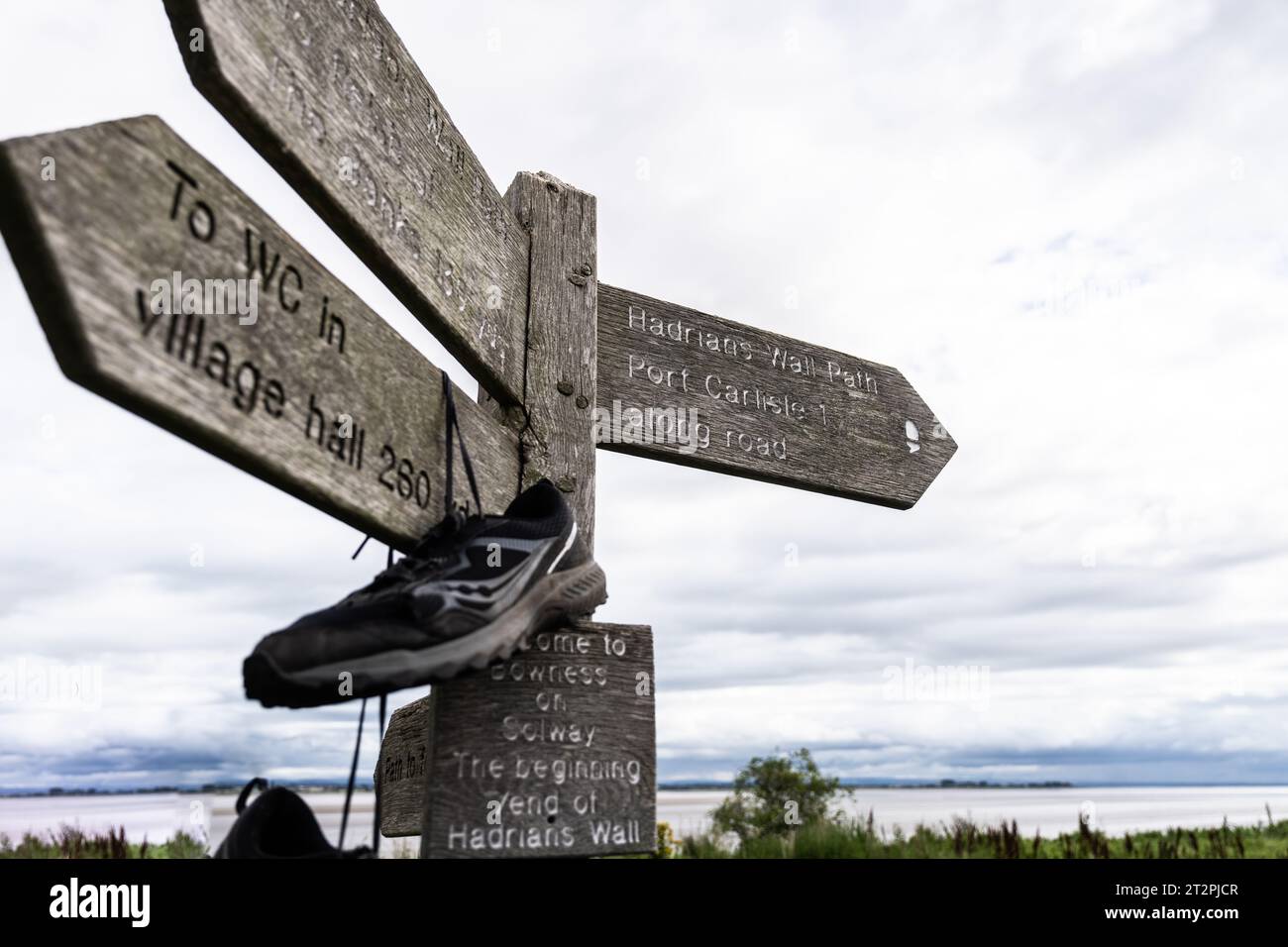 the sign near the start (or finish) of the Hadrian's Wall Path at ...