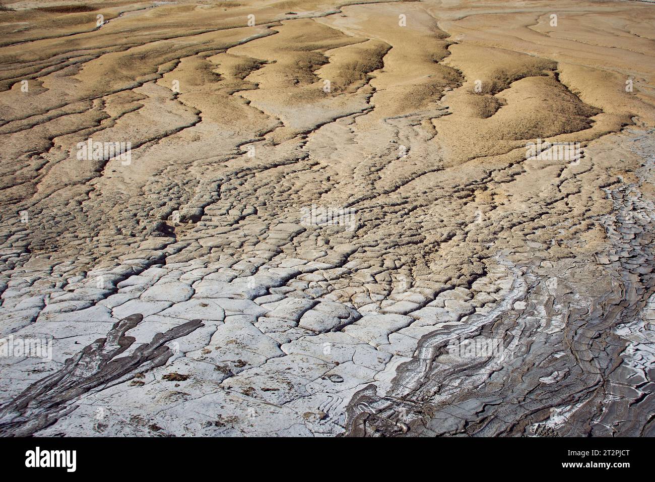 cones of mud volcanoes from which rivers of mud flow Stock Photo - Alamy
