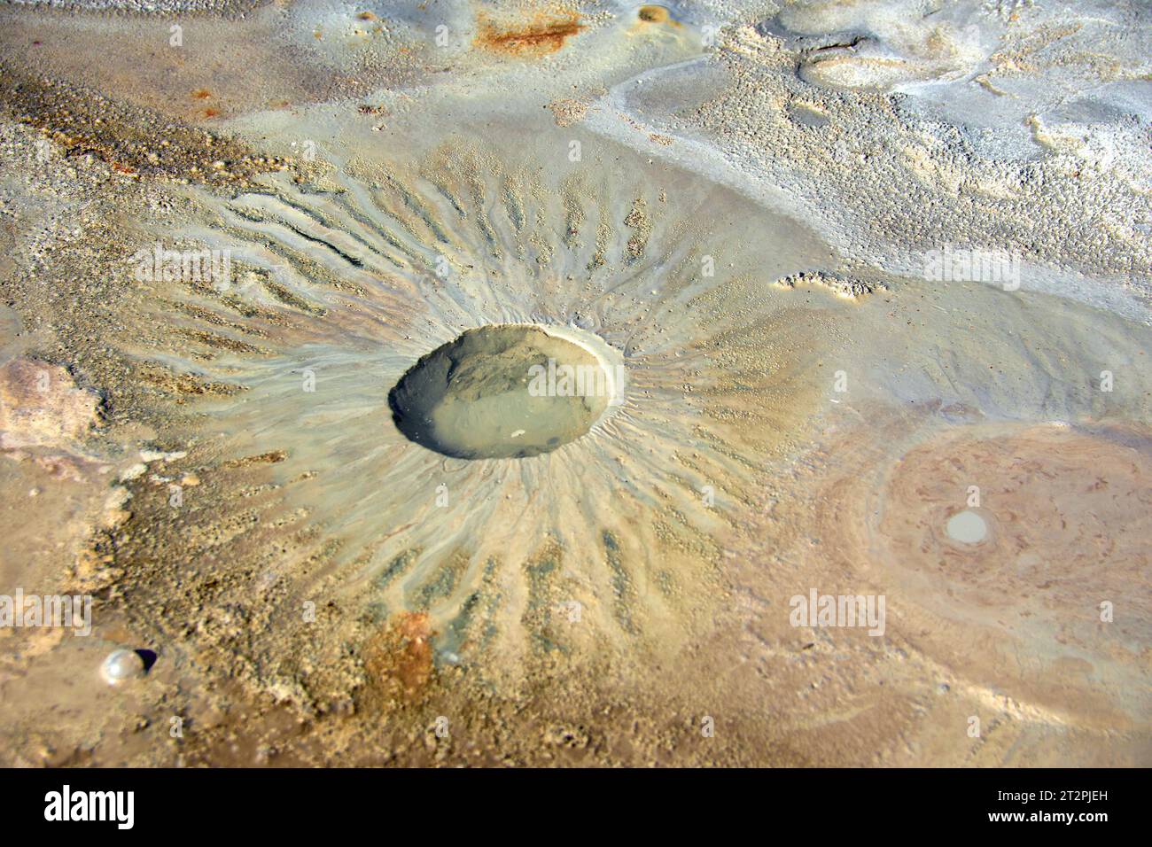 cones of mud volcanoes from which rivers of mud flow Stock Photo - Alamy