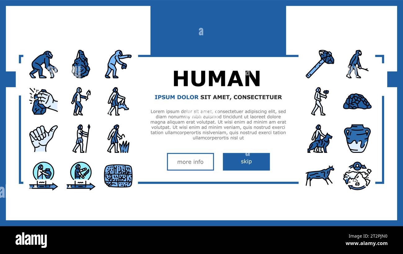 human evolution man caveman landing header vector Stock Vector Image & Art - Alamy