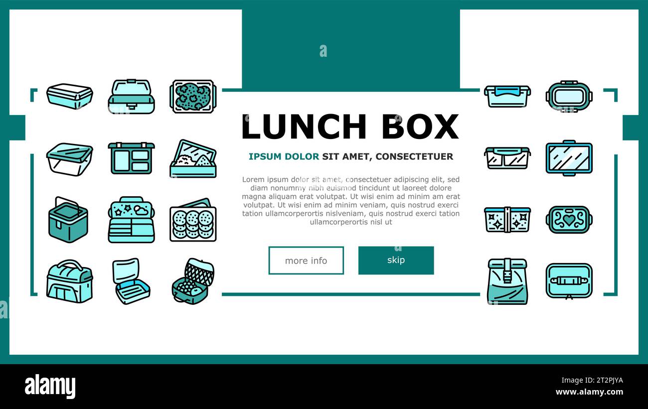 lunch box food school meal landing header vector Stock Vector Image ...