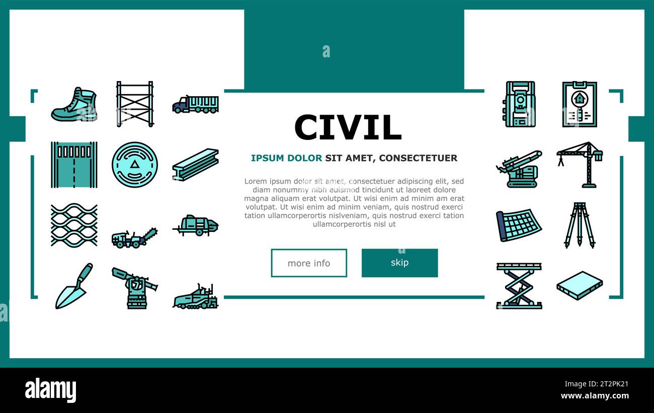 civil engineer industry building landing header vector Stock Vector ...