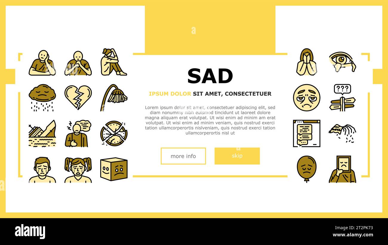 sad mood emotion face landing header vector Stock Vector Image & Art ...