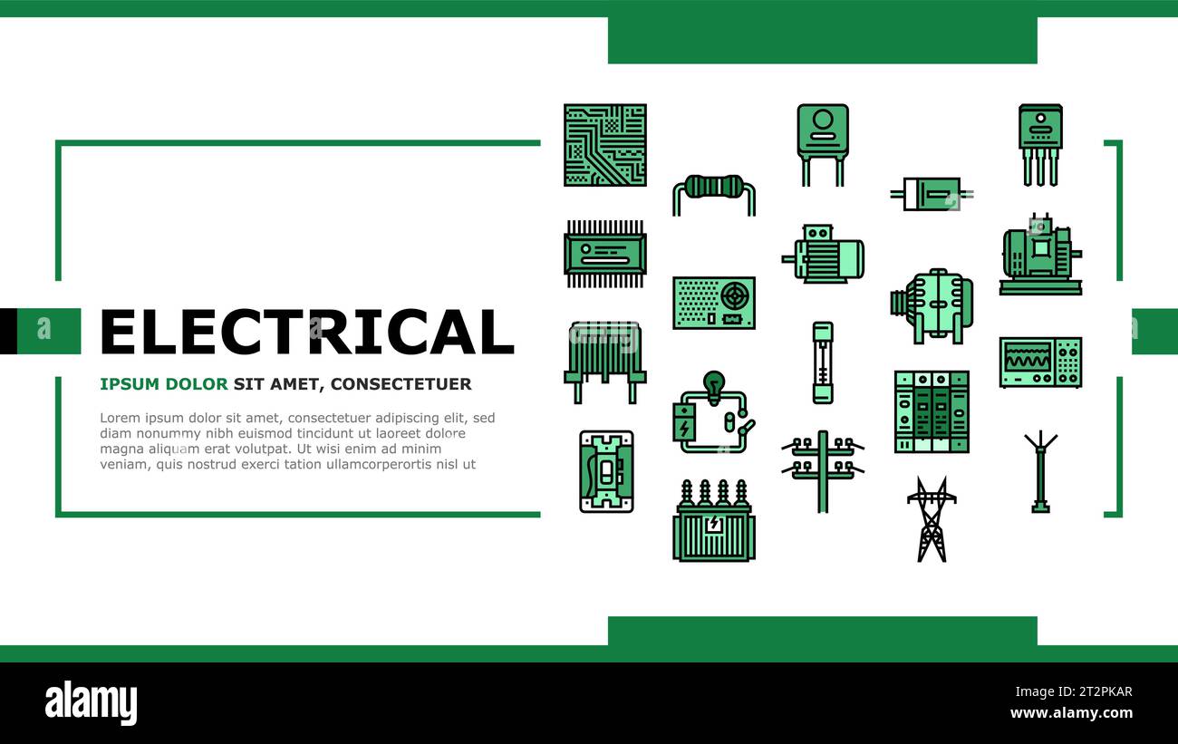 electrical engineer industry work landing header vector Stock Vector ...