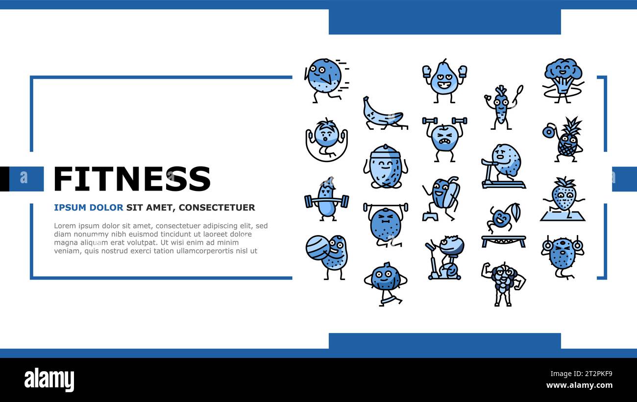 fitness character sport workout landing header vector Stock Vector ...