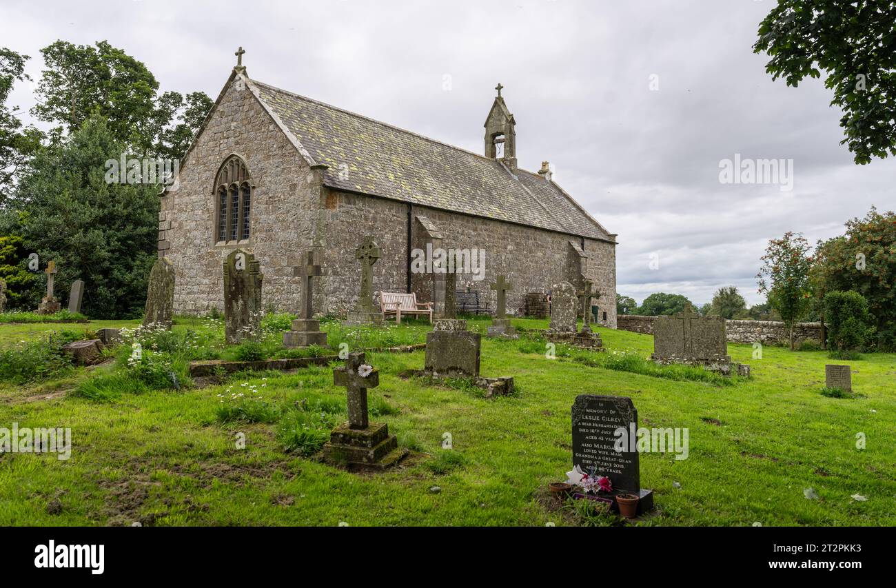 view of St. Oswald's Church at Heavenfield, Northumberland, UK Stock ...