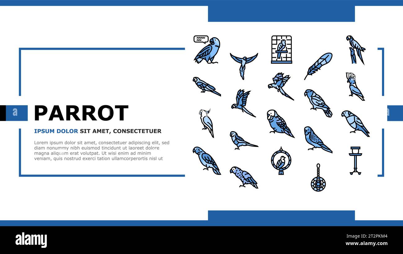 parrot bird blue animal tropical landing header vector Stock Vector ...