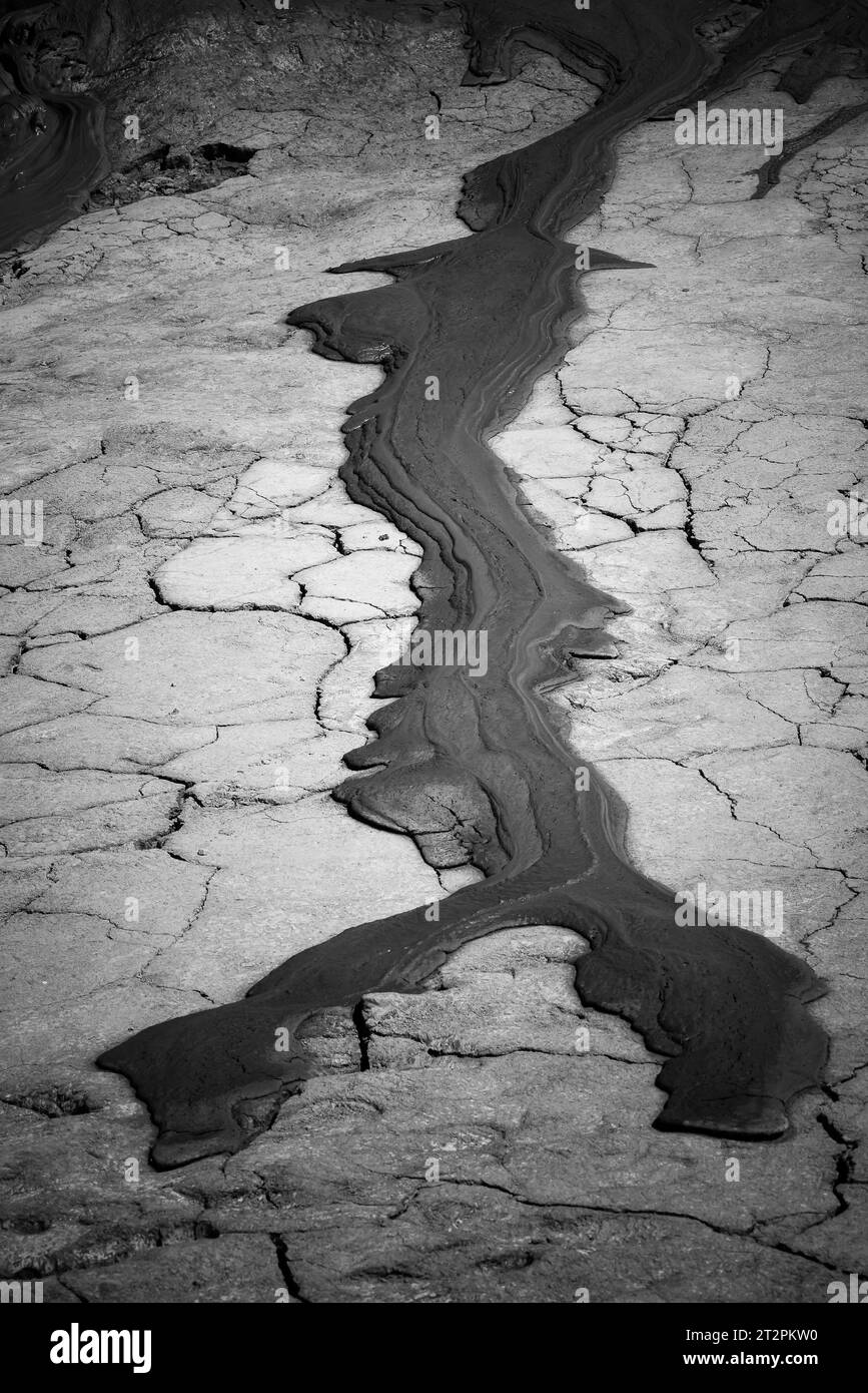 cones of mud volcanoes from which rivers of mud flow Stock Photo - Alamy