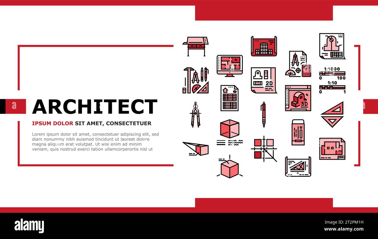 engineer construction architect landing header vector Stock Vector ...