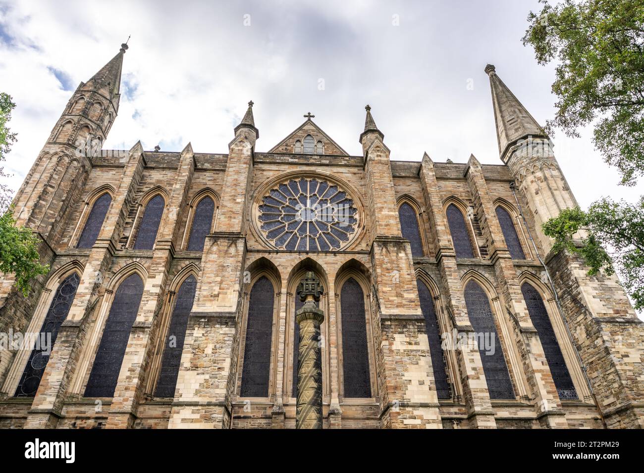looking up at Durham Cathedral from The Bailey, Durham, UK Stock Photo ...