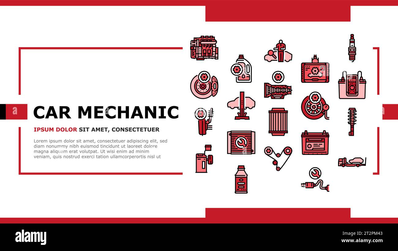 Car mechanic auto landing web page vector garage repair hi-res stock ...