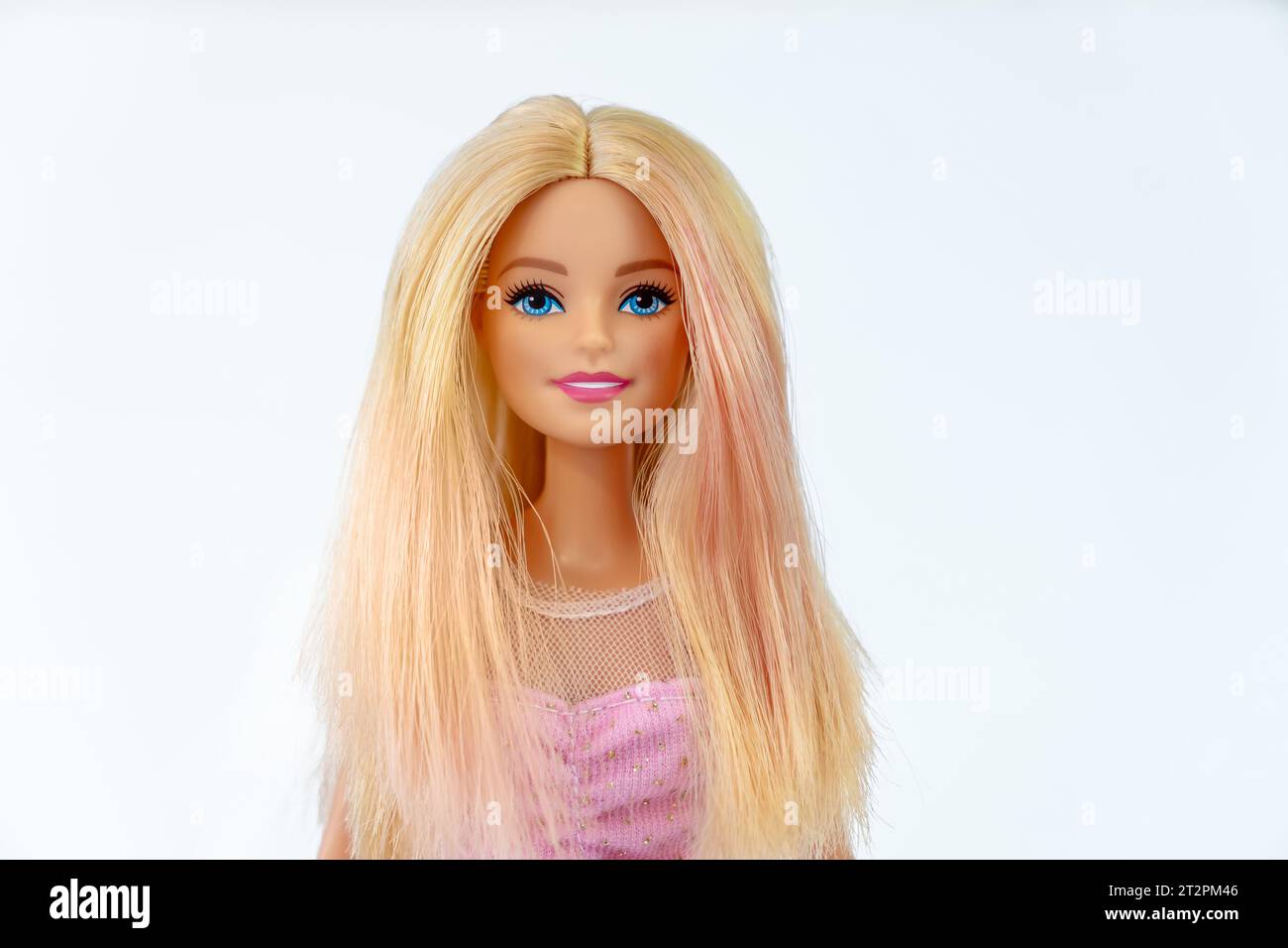 October 9, 2023. Barnaul, Russia: Portrait of a Barbie doll with loose ...